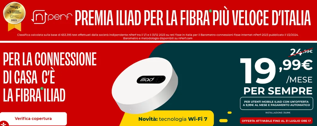 Fibra Iliad: soli 19,99 euro al mese con nuovo modem WiFi 7 | HTML.it